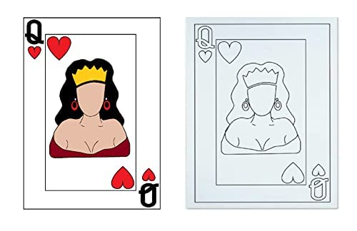 King Queen Playing Cards (2 Pack) 12x16 Canvas Paint Party Kits Pre-Drawn Outline Canvas for Paint and Sip
