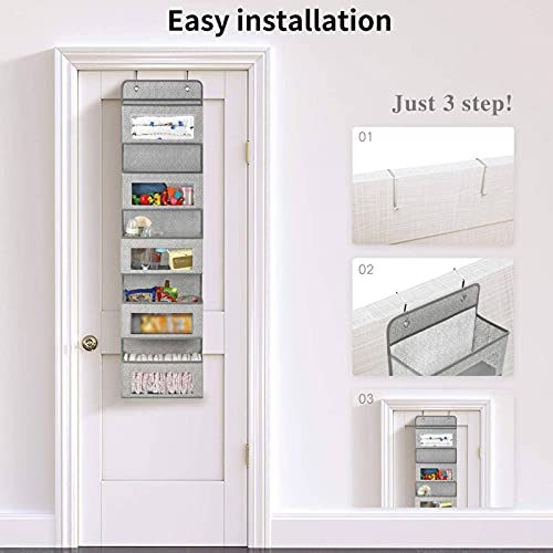 NC Hanging Handbag Organizer for Wardrobe Closet Transparent Storage Door Wall Clear Sundry Room Bedroom Bathroom Gray Hanger Pouch