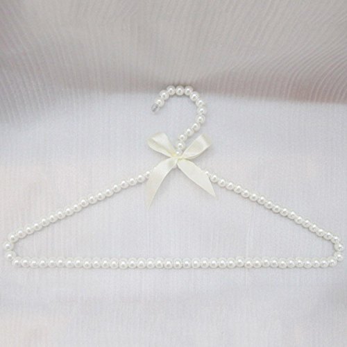 10 Pack Pearl Beads Metal Elegant Clothes Hangers Standard Hangers (White)
