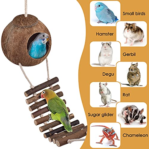 KATUMO Coconut Hut Hamster House Bed Natural Chew Toys for Mice Gerbils Small Animal Cage Habitat Decor