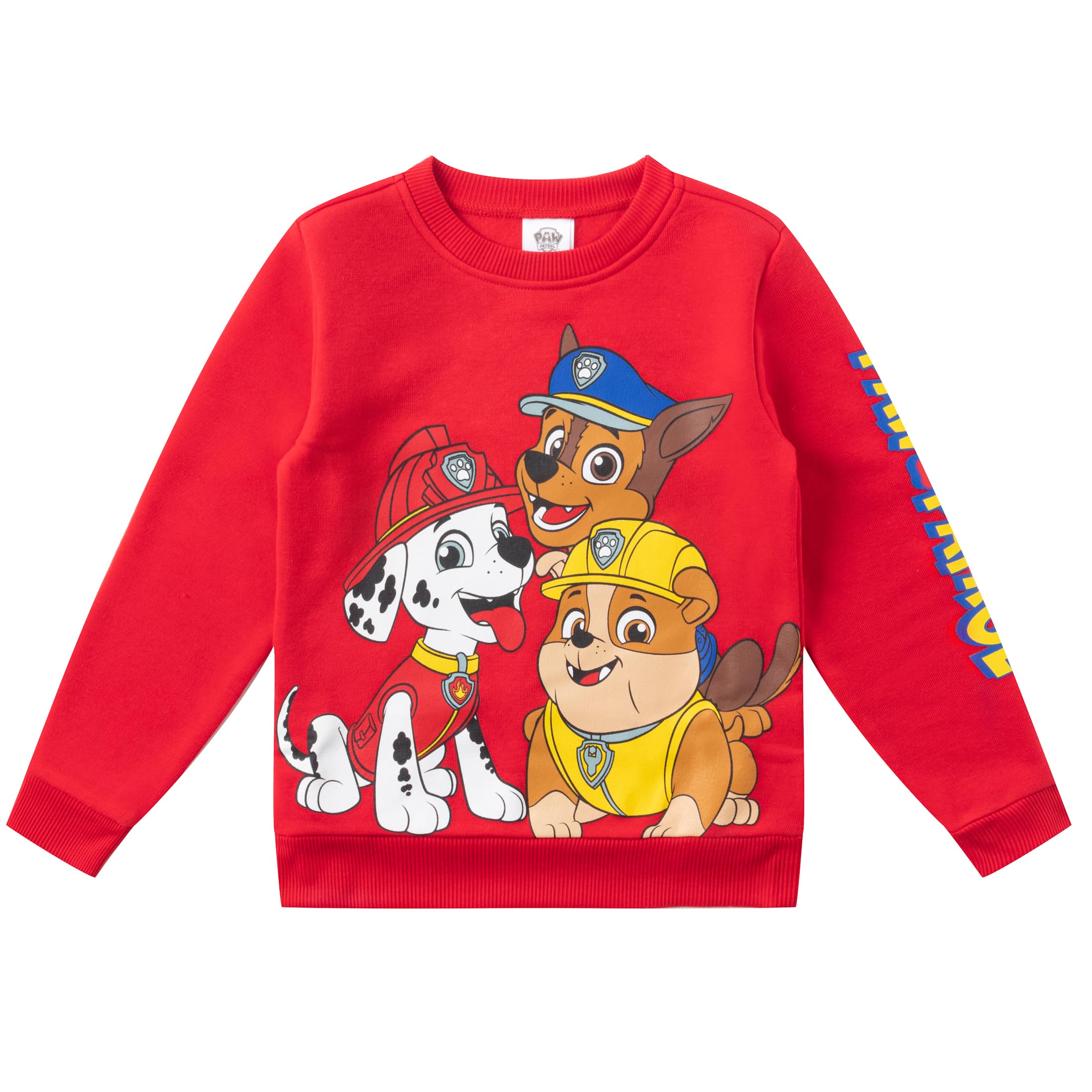Paw Patrol Nickelodeon Marshall, Chase and Rubble Boys’ Sweatshirt and Jogger Set for Toddler and Little Kids – Navy/Red