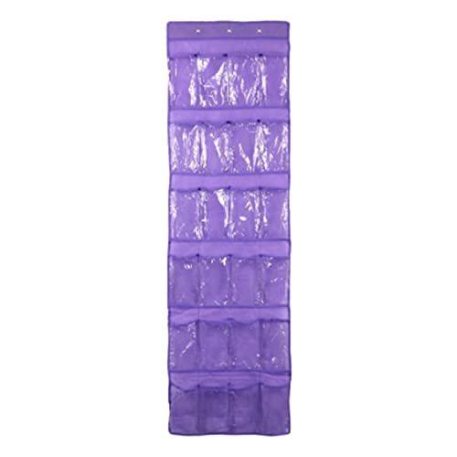 Washranp Punch-Free Over The Door Shoe Organizer, Hanging Shoe Rack Holder with 24 Large Fabric Pockets, Storage Rack Hangs on Closets for Shoes, Sneakers or Home Accessories Purple