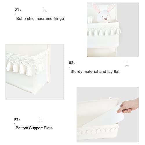 Dahey Over The Door Organizer with 4 Pockets and Macrame Hanging Shelf for Nursery Bedroom Bathroom Living Room Dorm Room