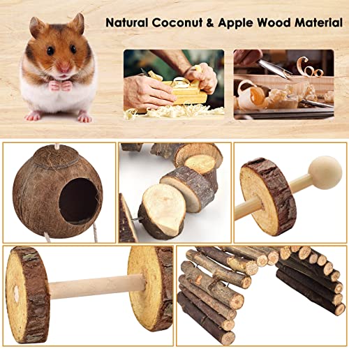 KATUMO Coconut Hut Hamster House Bed Natural Chew Toys for Mice Gerbils Small Animal Cage Habitat Decor