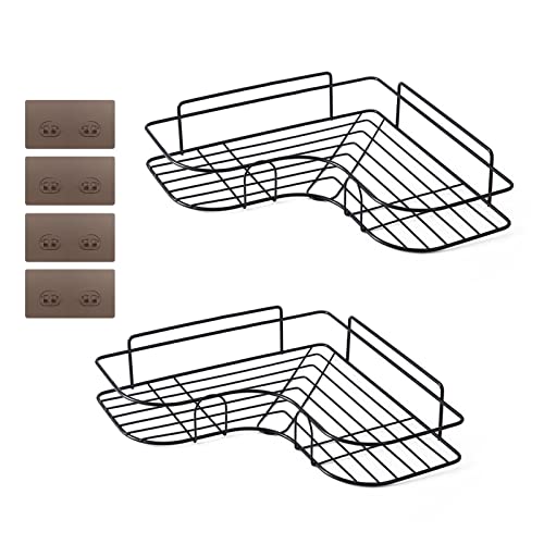 xiyeam Set of 2 Black Corner Floating Shelves for Wall Decor, Wall Mounted Corner Shower Caddy for Bathroom Storage Organizer Hanging Shelves