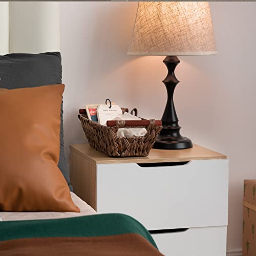 GRANNY SAYS Wicker Storage Baskets, Waterproof Wicker Basket with Handles, Woven Storage Bins for Pantry Kitchen and Bathroom, Brown, 2-Pack