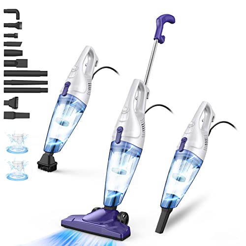 Corded Vacuum Cleaner, 12-in-1 Vacuum Cleaners for Home 15Kpa Power Suction Lightweight Stick Vacuum with Washable HEPA Filter Converts to a Handheld Vacuum for Home, Pet Hair, Carpet, Hard Floors