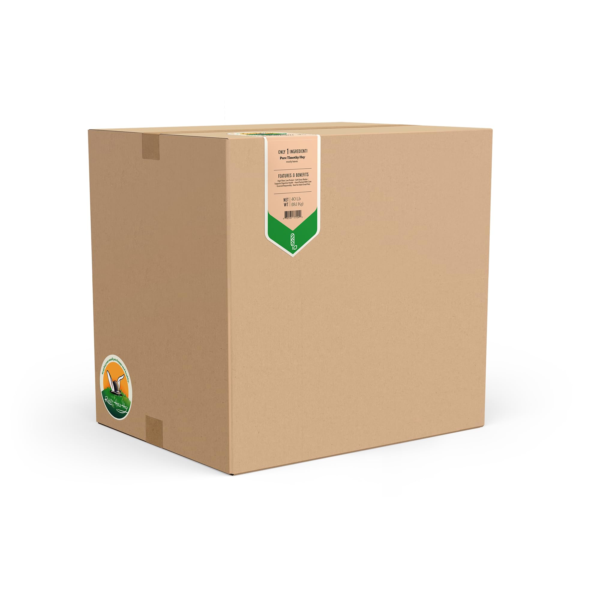 Rabbit Hole Hay - Ultra Premium Soft Timothy Hay for Small Pets - 40 lb Box - Fresh & Nutritious
