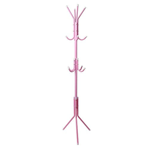 uxcell Metal Coat Rack,Standing Coat Tree 12 Hooks Hanger for Handbags Hat Umbrella Clothes Home Decorate Fuchsia