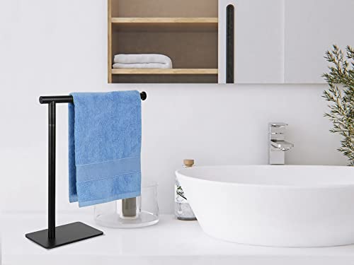 Hand Towel Holder Stand, DECLUTTR Stainless Steel Towel Rack for Bathroom Countertop, Black Free Standing Hand Towel Rack