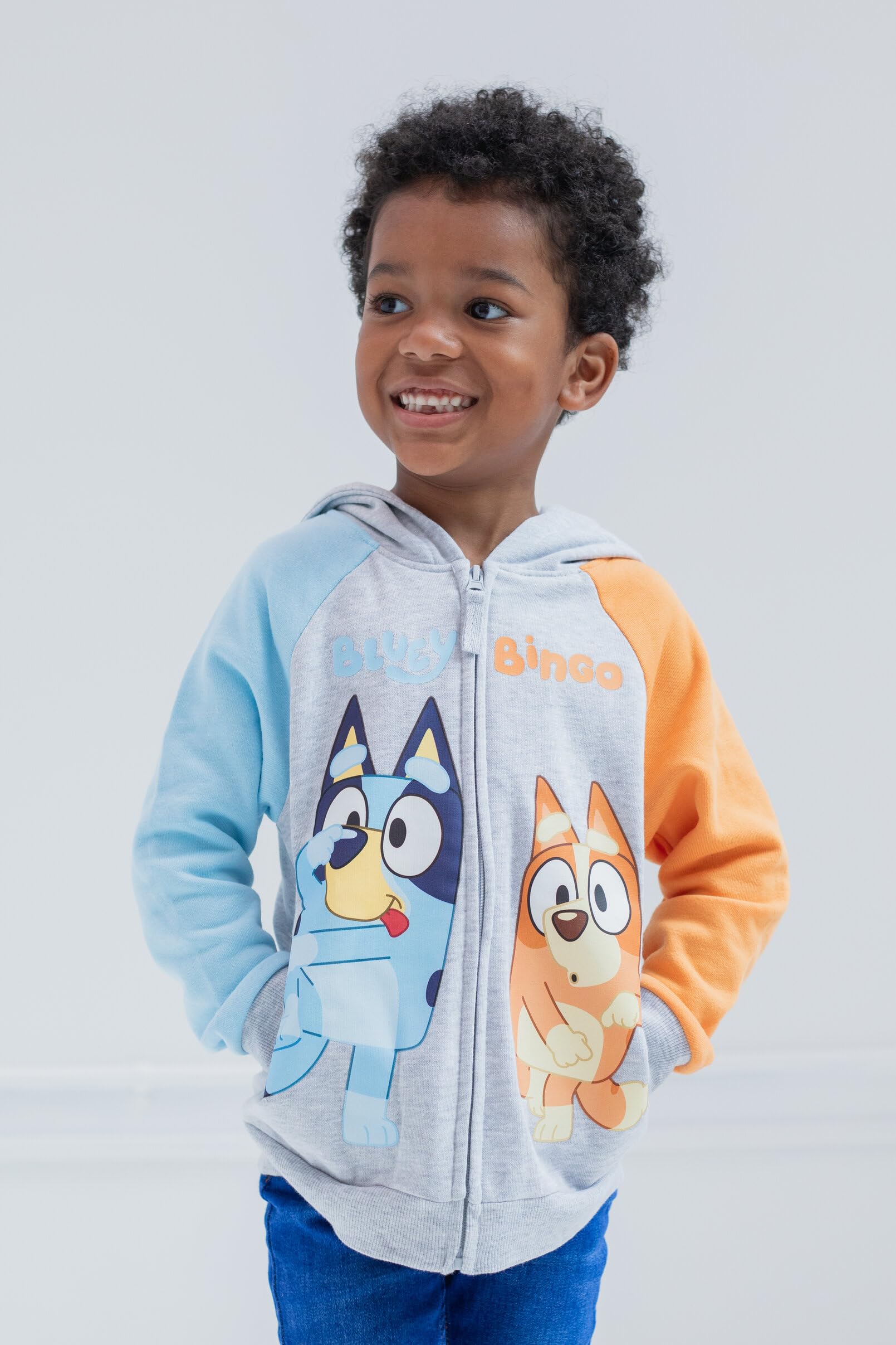Bluey Bingo Big Boys Fleece Zip Up Hoodie Grey 10-12