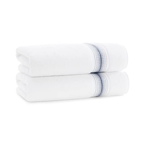 Aston & Arden Aegean Ombre Bath Towels - (Pack of 2) Oversized Ultra Soft Thick & Absorbent, 100% Ringspun Turkish Cotton Bathroom Towel for Spa, Hotel, 600 GSM, 30 x 60 in, Crystal Blue