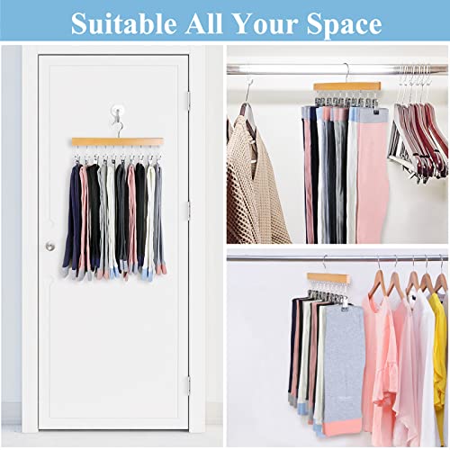 Resovo Upgrade Legging Organizer, 2 Pack Wooden Legging Storage Organizer Space Saving 20 Metal Hooks Closet Organizer and Storage for Leggings, Pants, Skirts etc.