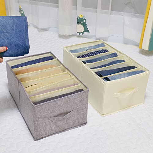FIKLET Wardrobe Closet Organizer and Storage for Clothes, Foldable Drawer Dividers Organizers for Jeans, Pants, Shirts, Leggings, Stackable Clothing Bins for Closets Organization with Sturdy Handles