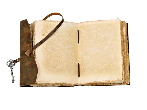 cuero Compass Vintage Leather Journal Antique Handmade Bound Journal with Deckle Edge Paper Diary Leather Sketchbook Drawing Journal Notebook Great Gift Men & Women (6X8 Inch)