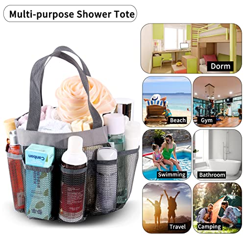 Faswyong Mesh Shower Caddy,Portable Shower Caddy Dorm, Quick Dry Mesh Shower Caddy, Bathroom mesh shower Caddy For College Dorm Room Essentials, Gym, Bathroom, Camp, Travel(Gary)