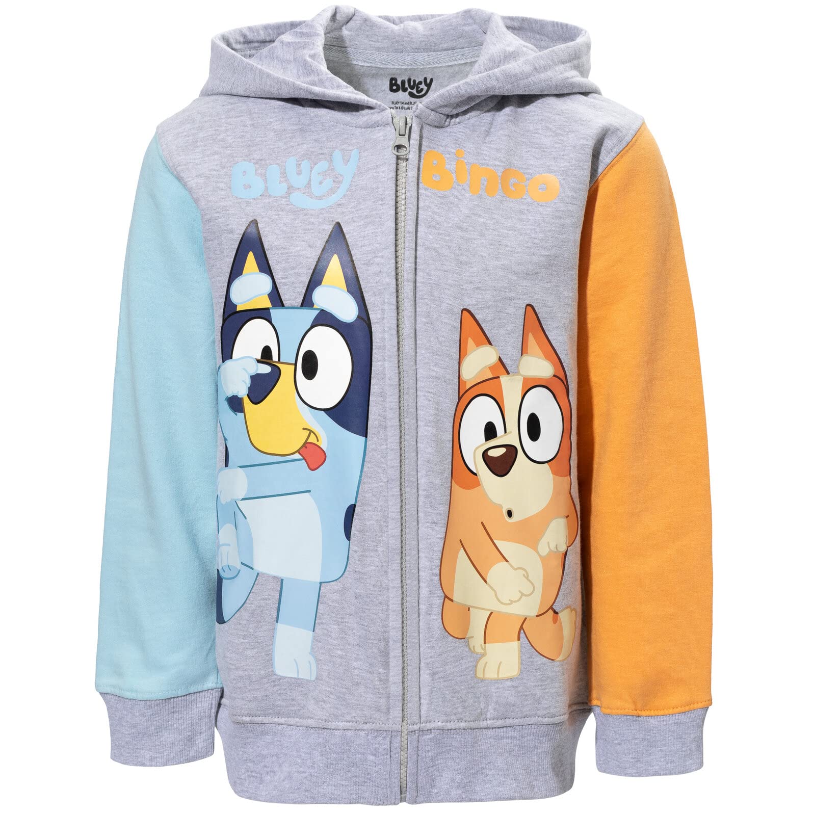 Bluey Bingo Big Boys Fleece Zip Up Hoodie Grey 10-12