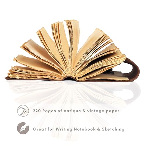 cuero Compass Vintage Leather Journal Antique Handmade Bound Journal with Deckle Edge Paper Diary Leather Sketchbook Drawing Journal Notebook Great Gift Men & Women (6X8 Inch)
