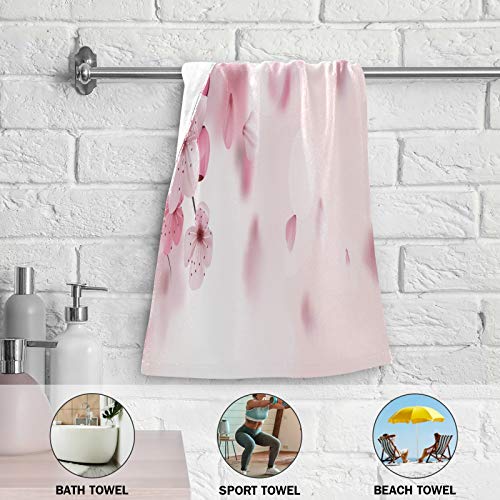 Cherry Blossoms Printed Hand Towel for Bathroom Set of 2 Absorbent Cotton Face Towel Multipurpose for Hotel Gym Guest Spa Yoga Home Decorative,28x14in