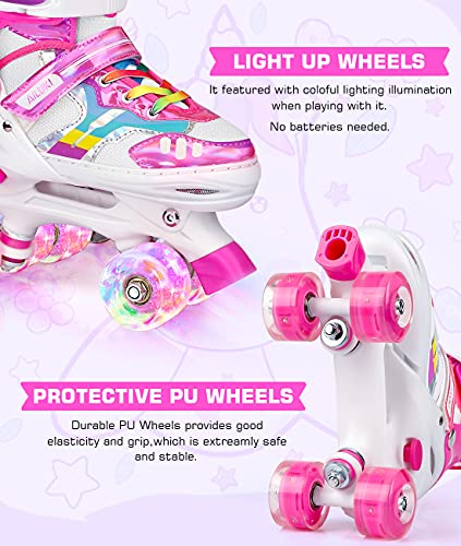 Roller Skates for Girls and Boys,4 Size Adjustable Kids Toddler Roller Skates with Light up Wheels for Toddlers Children Outdoor Indoor Medium(13C-3Y)