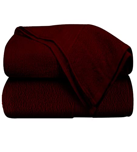 Oxycott 100% Cotton Set of 2 Bath Sheets Oversized 35x70 - Hotel Quality Luxury Set Bath Sheet Towels for Bathroom - Ultra Soft Absorbent Quick Dry Durable Extra Large Bath Sheets 2 Pack Burgundy