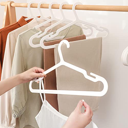 Yishyfier Plastic Clothes Hangers 16.5 Inches,Durable & Space Saving Coat Hanger Laundry/Daily Use,4mm Heavy Duty White Hangers for Coats,Jackets,T-Shirt,Pants & Dress(40Pack
