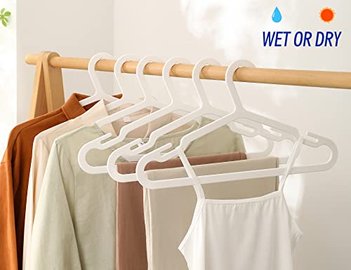 Yishyfier Plastic Clothes Hangers 16.5 Inches,Durable & Space Saving Coat Hanger Laundry/Daily Use,4mm Heavy Duty White Hangers for Coats,Jackets,T-Shirt,Pants & Dress(40Pack