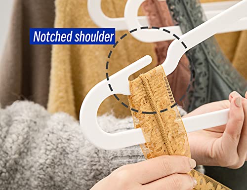 Yishyfier Plastic Clothes Hangers 16.5 Inches,Durable & Space Saving Coat Hanger Laundry/Daily Use,4mm Heavy Duty White Hangers for Coats,Jackets,T-Shirt,Pants & Dress(40Pack