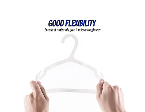 Yishyfier Plastic Clothes Hangers 16.5 Inches,Durable & Space Saving Coat Hanger Laundry/Daily Use,4mm Heavy Duty White Hangers for Coats,Jackets,T-Shirt,Pants & Dress(40Pack