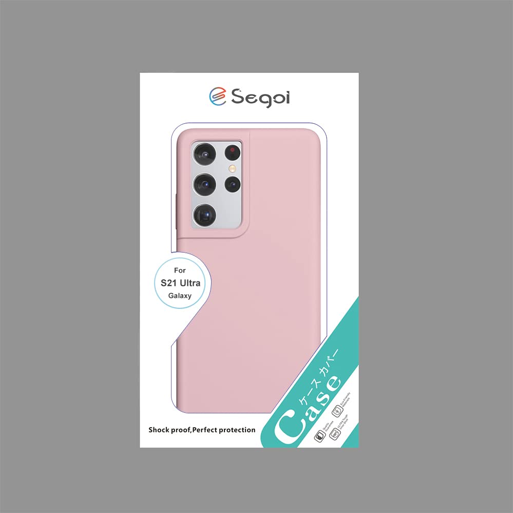 E Segoi Samsung Galaxy S21 Ultra Case, Liquid Silicone Gel Rubber Shockproof Case Soft Microfiber Cloth Lining Cushion Compatible with Galaxy S21 Ultra 5G 6.8 inch (Pink Sand)