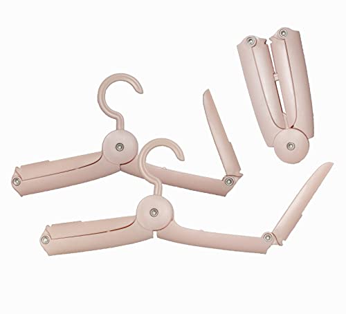 Fineget Foldable Travel Clothes Hangers Portable Plastic Clothing Coat Carry-on Hangers Saving Space Hangers Light Weight Drying Rack for Travel Pink