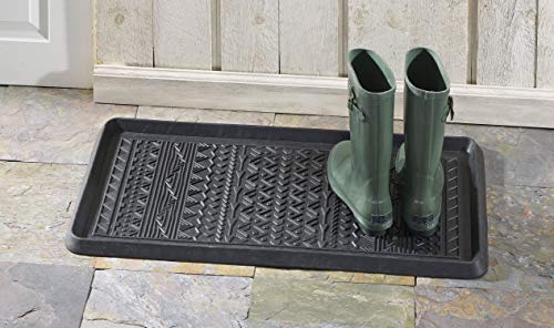 HF by LT Boho Rubber Boot, 32 x 16 inches, One-Piece Seamless Construction, Durable Vulcanized Rubber, Year Round Use Indoors or Outdoors, Black
