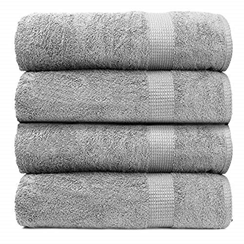 LANE LINEN Bath Sheets Bathroom Towel Set- 4 Pack 100% Cotton Extra Large Bath Towels, Grey Oversized Bath Towels, Bath Towels, Shower Towels Bath Towel Sets for Bathroom - 35x66