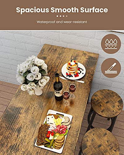 Recaceik 3 Piece Pub Dining Set, Modern bar Table and Stools for 2 Kitchen Counter Height Wood Top Bistro Easy Assemble for Breakfast Nook Living Room Small Space Restaurant, Rustic Brown 47"