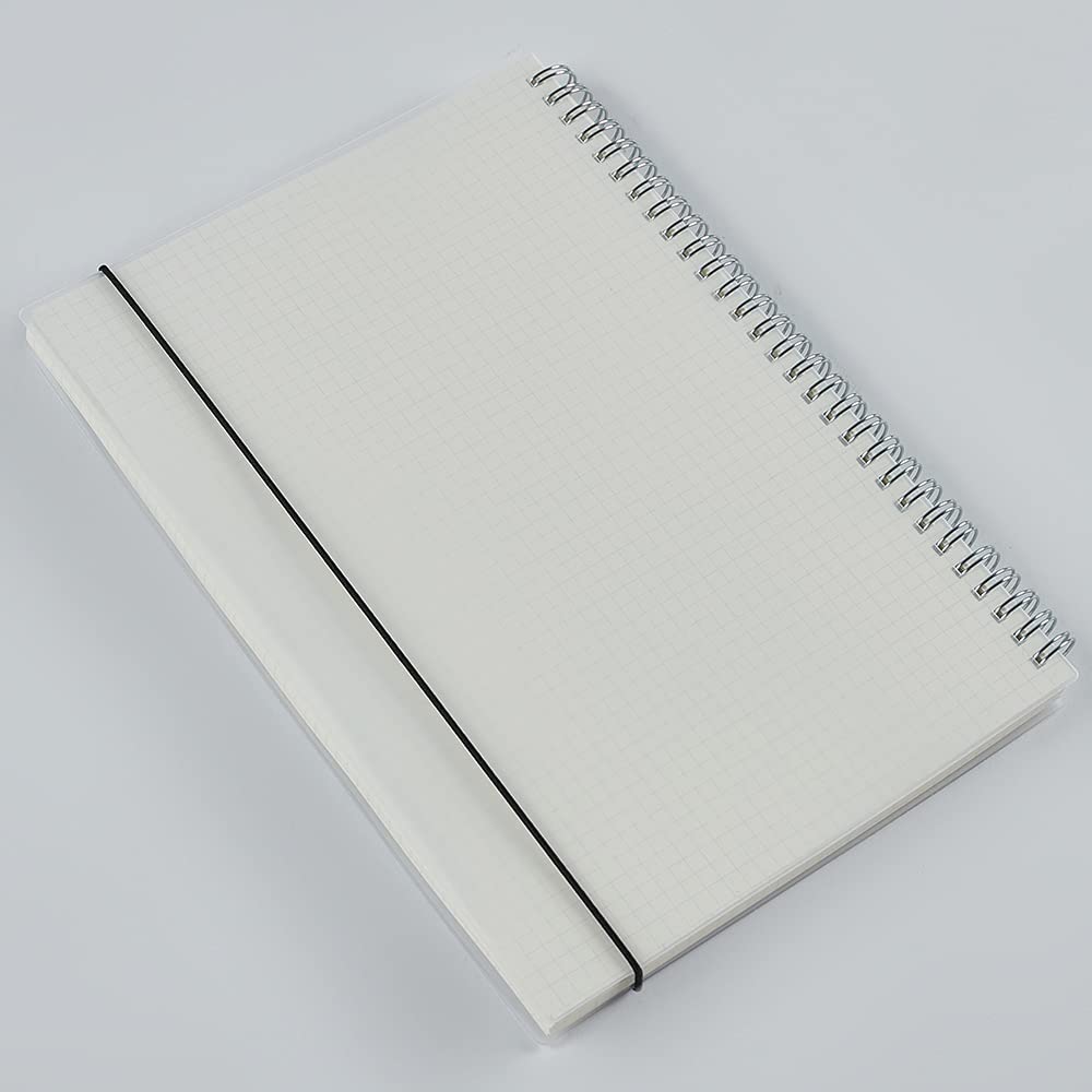 2 Pack B5 Spiral Bullet Dotted Journal with 120gsm Thick Paper, Dot Grid Spiral Notebook with Plastic Hardcover and Elastic Band Closure, 80 Sheets Per Pack 7.3X 10 inches