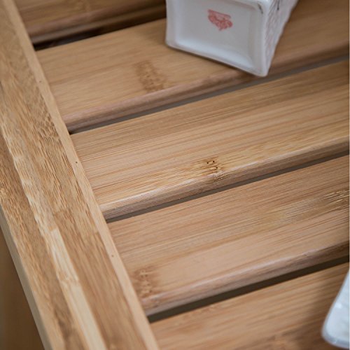 Kinlife Bamboo Shower Bench Bathroom Seat with Storage Shelf Wood Spa Bath Organizer Stool for Indoor