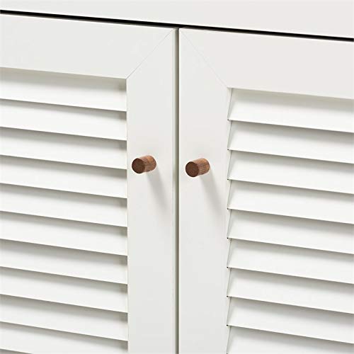 Baxton Studio Coolidge Modern and Contemporary White and Walnut Finished 4-Shelf Wood Shoe Storage Cabinet with Drawer