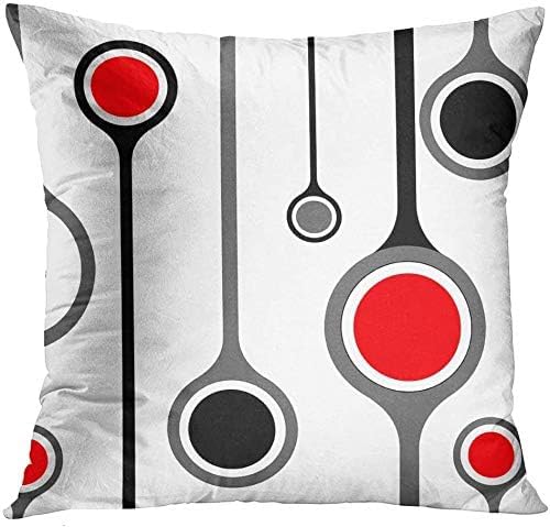 Emvency Set of 4 Throw Pillow Covers 16x16 Inches Decorative Cushion Modern Abstract Red Black White and Grey Wavy Vertical Stripes Dot Polyester Pillow Cases Square Pillocases for Bed Sofa