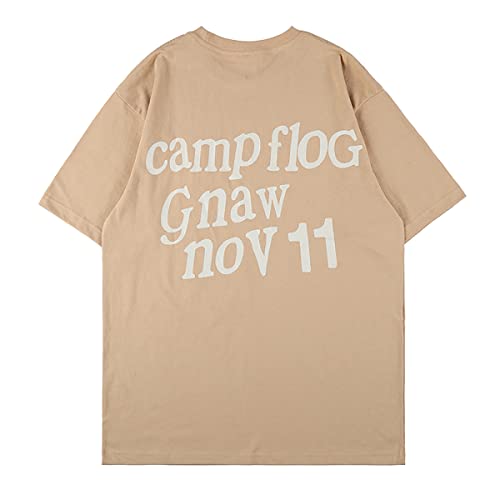 Men Lucky Me I See Ghosts Trendy Hip Hop Heavyweight Tshirts Letter Shirt Khaki