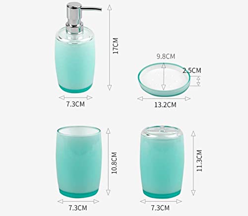 CECE&KELE Bathroom Accessories Set 4 Pcs - Plastic Bath Countertop Wash Set, Modern Cylinder Wash Cup/Lotion Soap Dispenser/Soap Dish Housewarming Gifts,Orange,As Shown