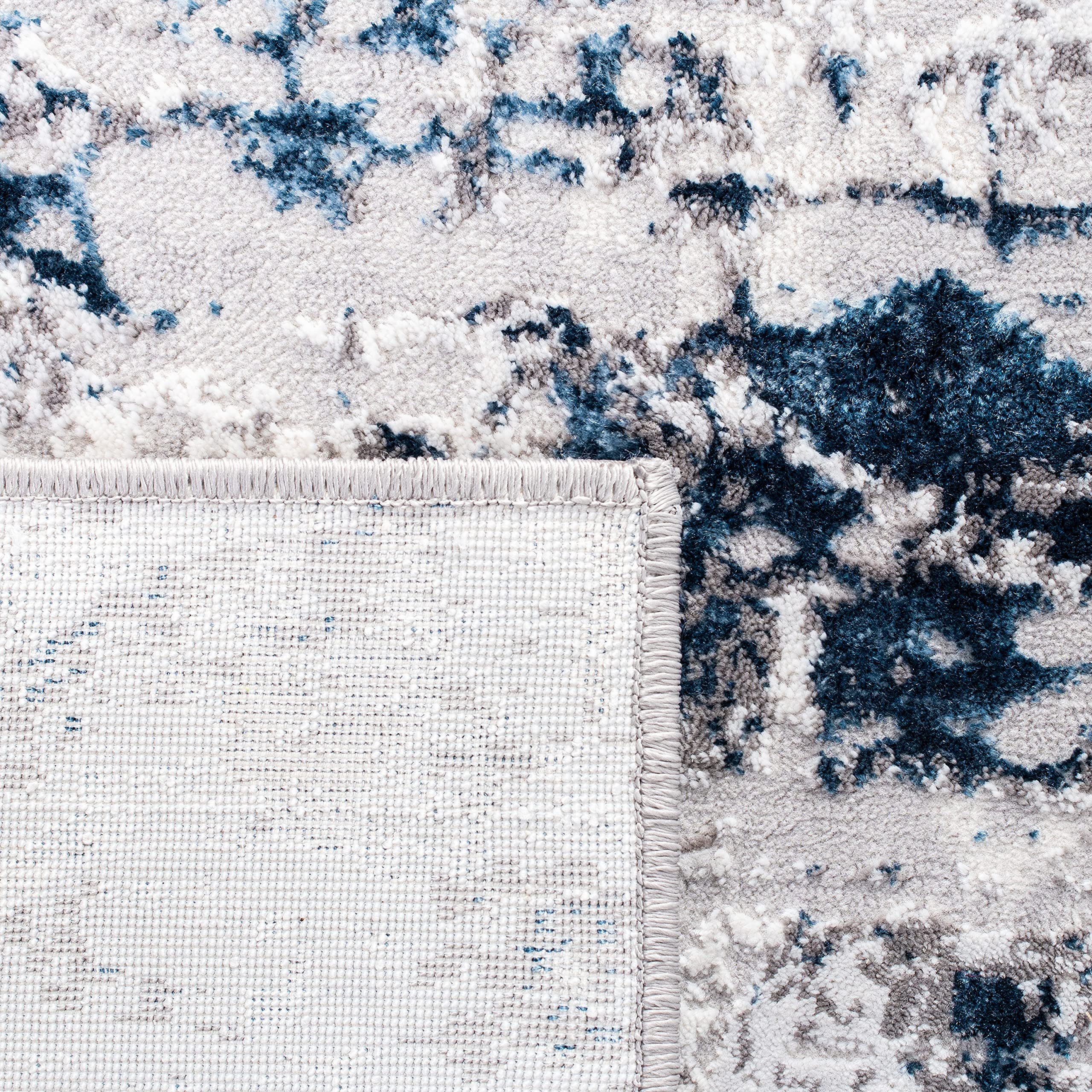 SAFAVIEH Amelia Collection Runner Rug - 2' x 12', Grey & Blue, Modern Abstract Design, Non-Shedding & Easy Care, Ideal for High Traffic Areas in Living Room, Bedroom (ALA232G)