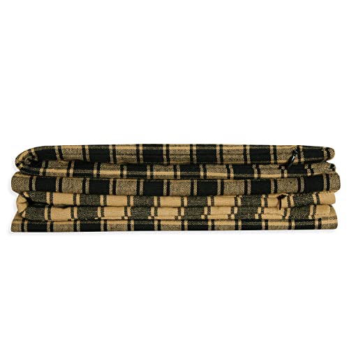 Cackleberry Home Black and Tan French Check Decorative Square Throw Pillow Case Covers Woven Cotton 18 x 18 Inches, Set of 2