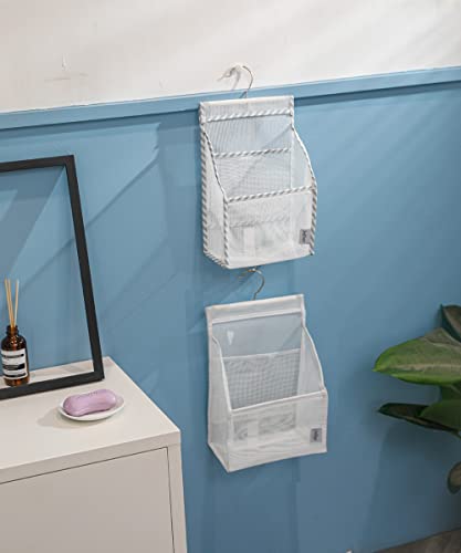 Jelier Hanging Mesh Shower Caddy,Bath Storage Basket Organizer for Camping,Cruising,Gym,College,RV (White)