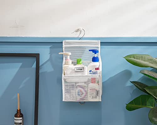 Jelier Hanging Mesh Shower Caddy,Bath Storage Basket Organizer for Camping,Cruising,Gym,College,RV (White)