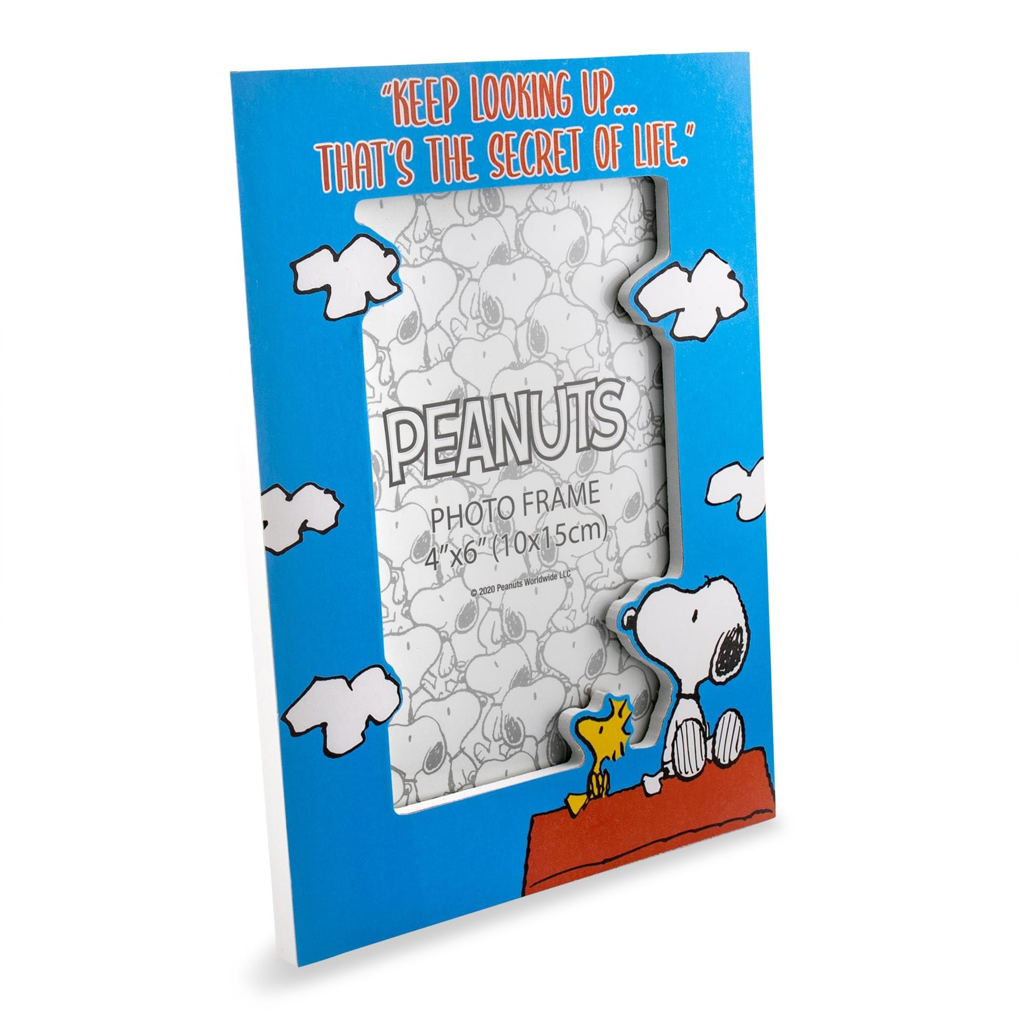Silver Buffalo Peanuts Snoopy Woodstock Keep Looking Up Photo Picture Frame, Blue, 4 x 6 Inches