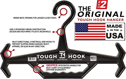 Tough Hook Original Multipurpose Heavy Duty Hanger | 200 lb Capacity | USA Made |for Heavy Gear & Equipment (Tactical Gear, Backpacks, Body Armor, Plate Carrier Vests, Lead Aprons, Scuba BCDs)