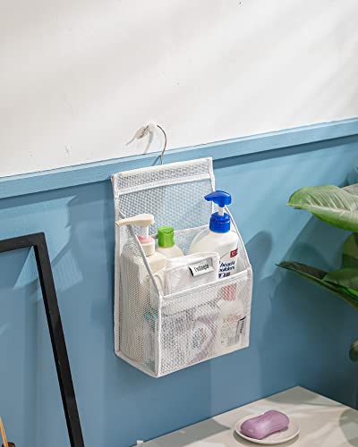 Jelier Hanging Mesh Shower Caddy,Bath Storage Basket Organizer for Camping,Cruising,Gym,College,RV (White)