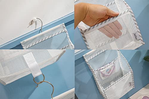 Jelier Hanging Mesh Shower Caddy,Bath Storage Basket Organizer for Camping,Cruising,Gym,College,RV (White)