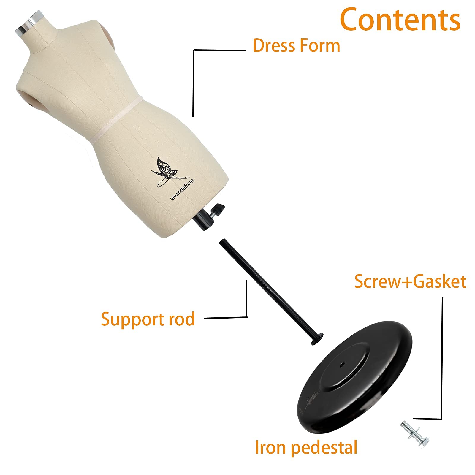 lavandeform Half Scale Dress Form(Not Adult Full Size) 1:2 Miniature Sewing Half Size Mannequin. straightly into Body Inside, Fully Pinnable Dressmaker Dummy. (Black)