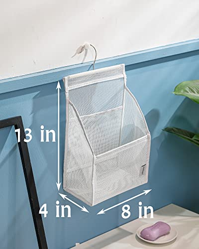 Jelier Hanging Mesh Shower Caddy,Bath Storage Basket Organizer for Camping,Cruising,Gym,College,RV (White)